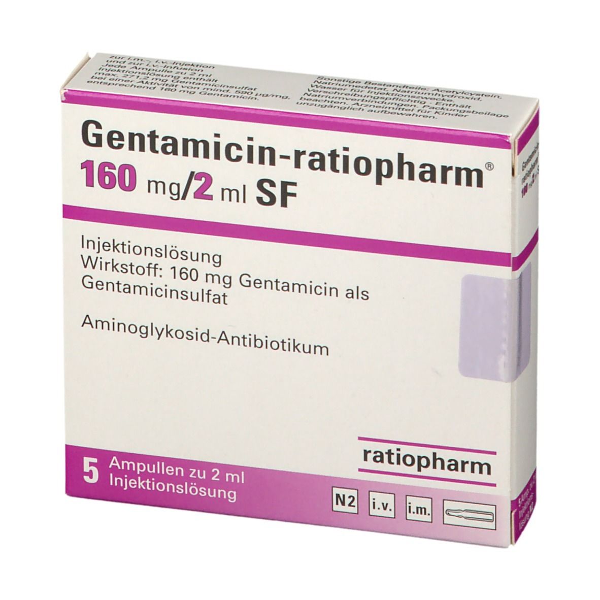 Gentamicin-ratiopharm® 160 mg/2 ml SF 5x2 ml - shop-apotheke.com
