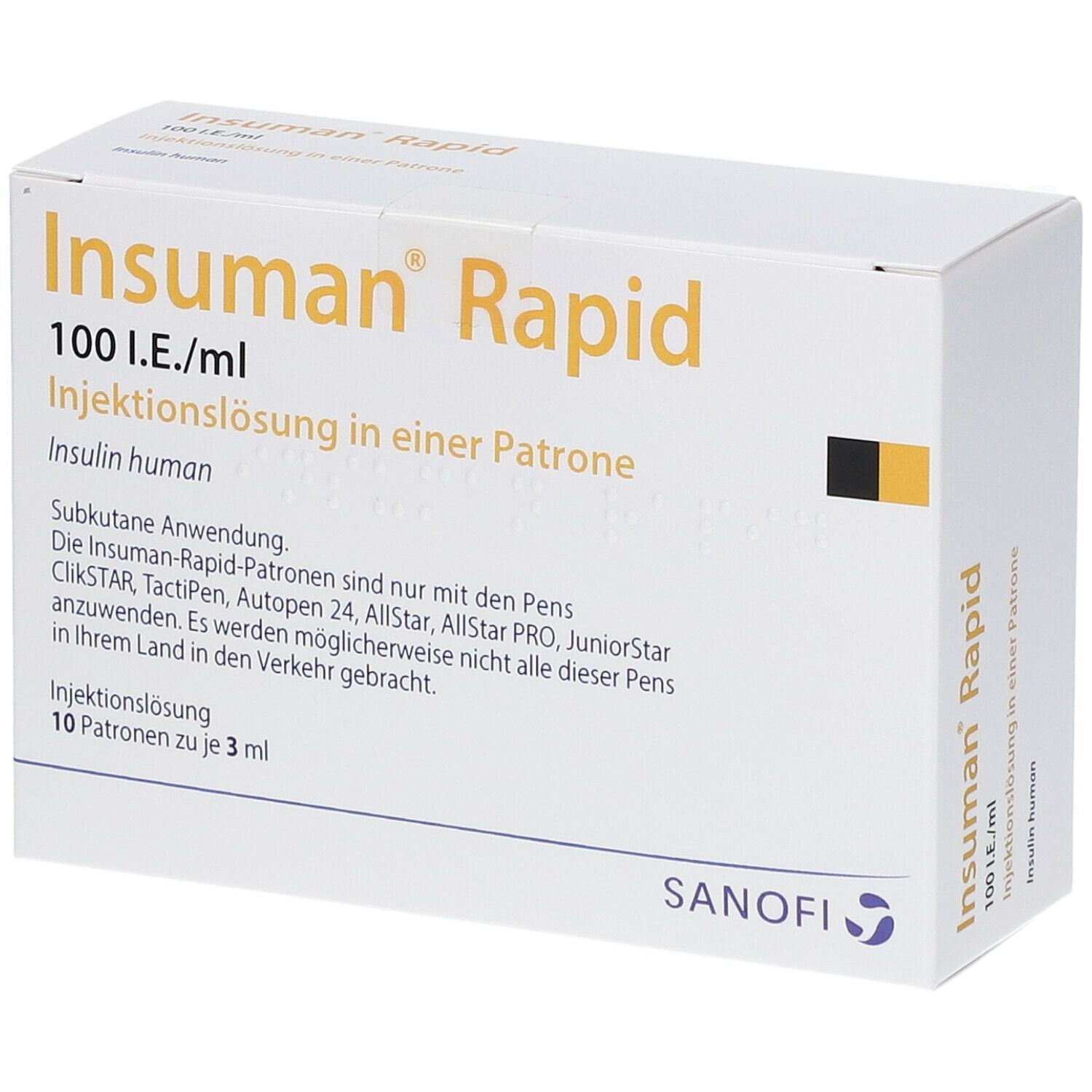 Insuman Rapid 100 I.E./ml 10x3 ml mit dem E-Rezept kaufen - Shop Apotheke