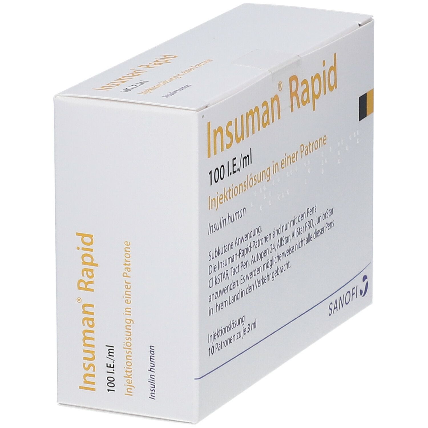 Insuman Rapid 100 I.E./ml 10x3 ml mit dem E-Rezept kaufen - Shop Apotheke