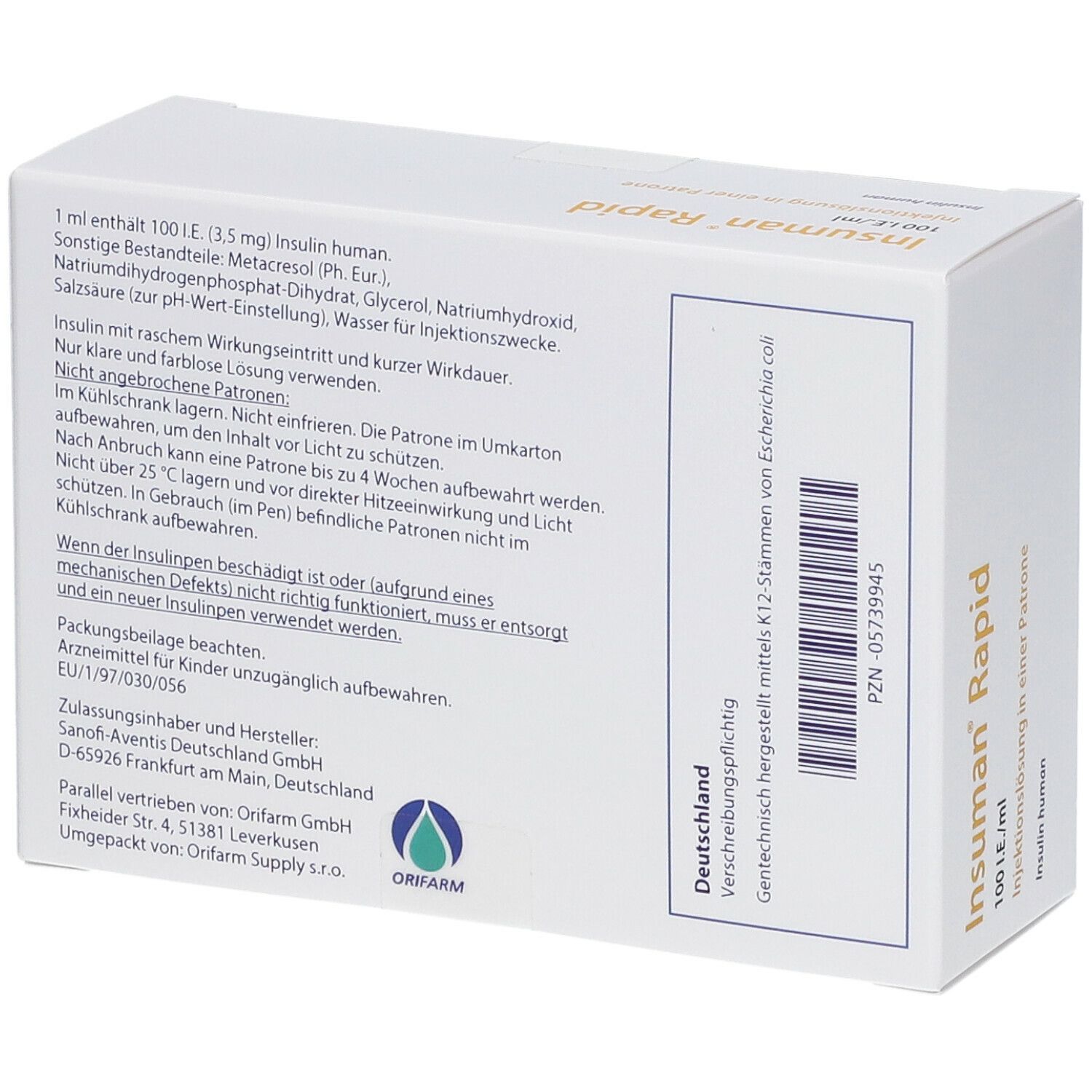 Insuman Rapid 100 I.E./ml 10x3 ml mit dem E-Rezept kaufen - SHOP APOTHEKE