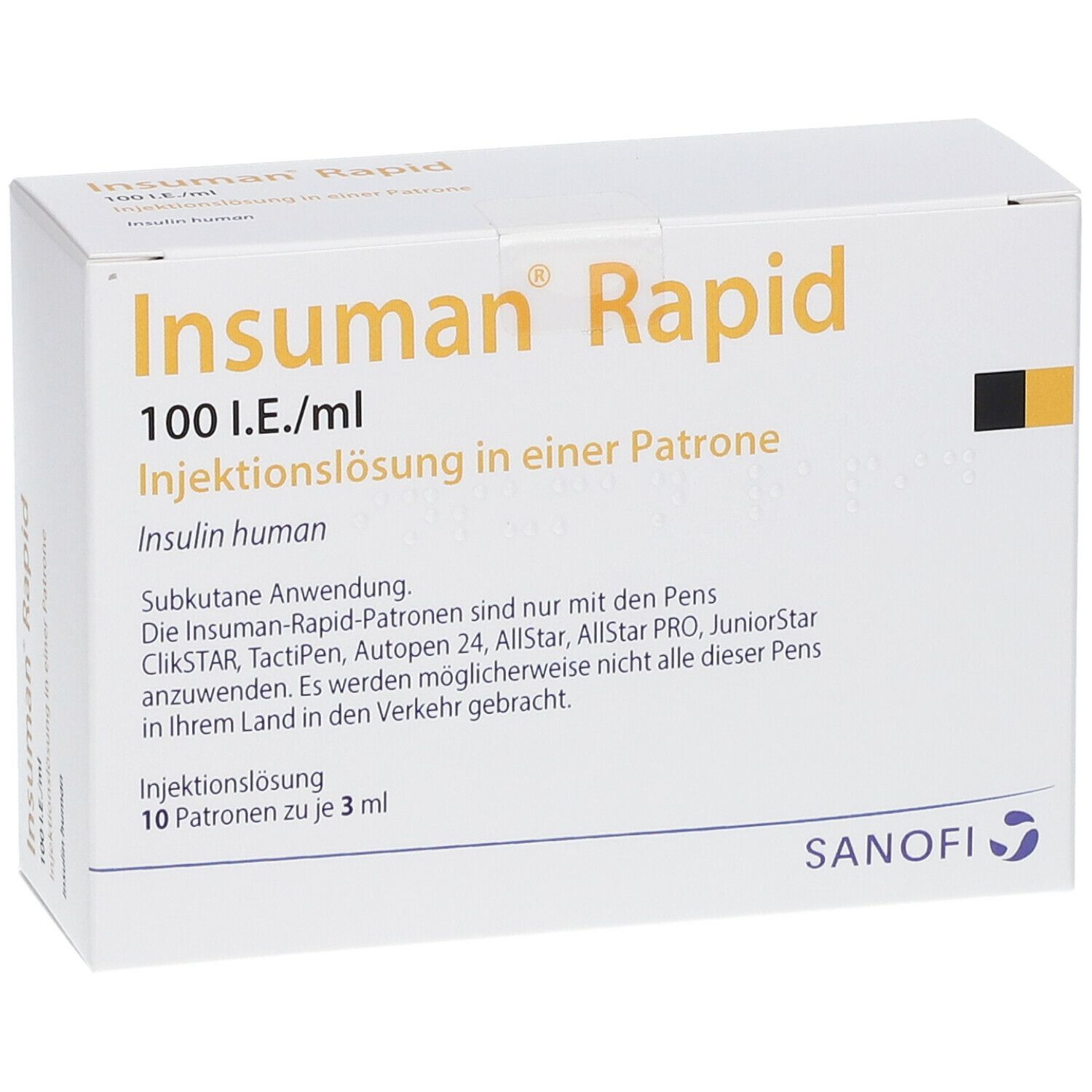 Insuman Rapid 100 I.E./ml 10x3 ml mit dem E-Rezept kaufen - Shop Apotheke