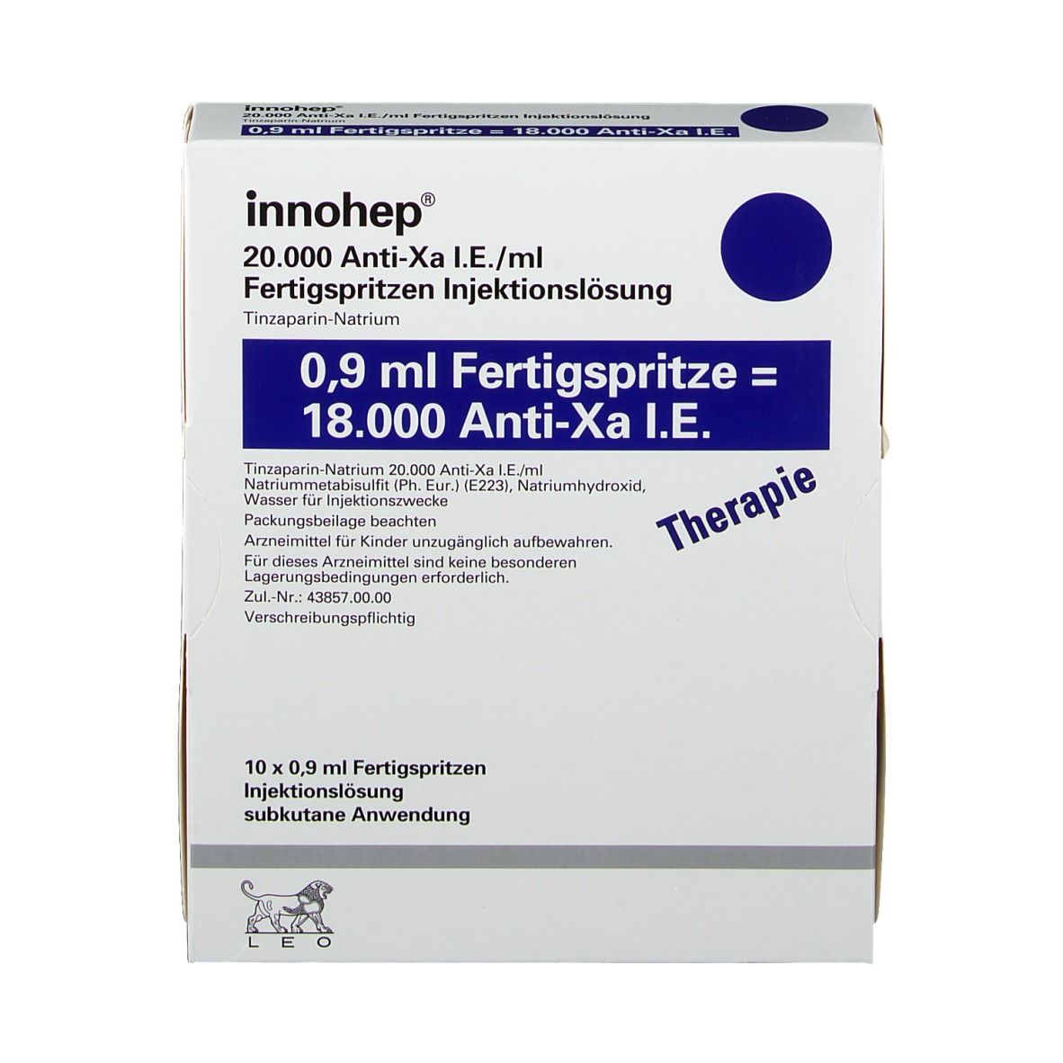 Innohep® 20.000 Anti-Xa I.E./ ml 0,9 ml 10x0,9 ml mit dem E-Rezept ...