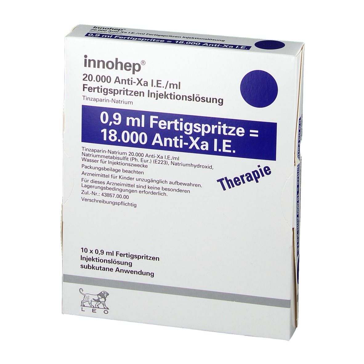 Innohep® 20.000 Anti-Xa I.E./ ml 0,9 ml 10x0,9 ml mit dem E-Rezept ...