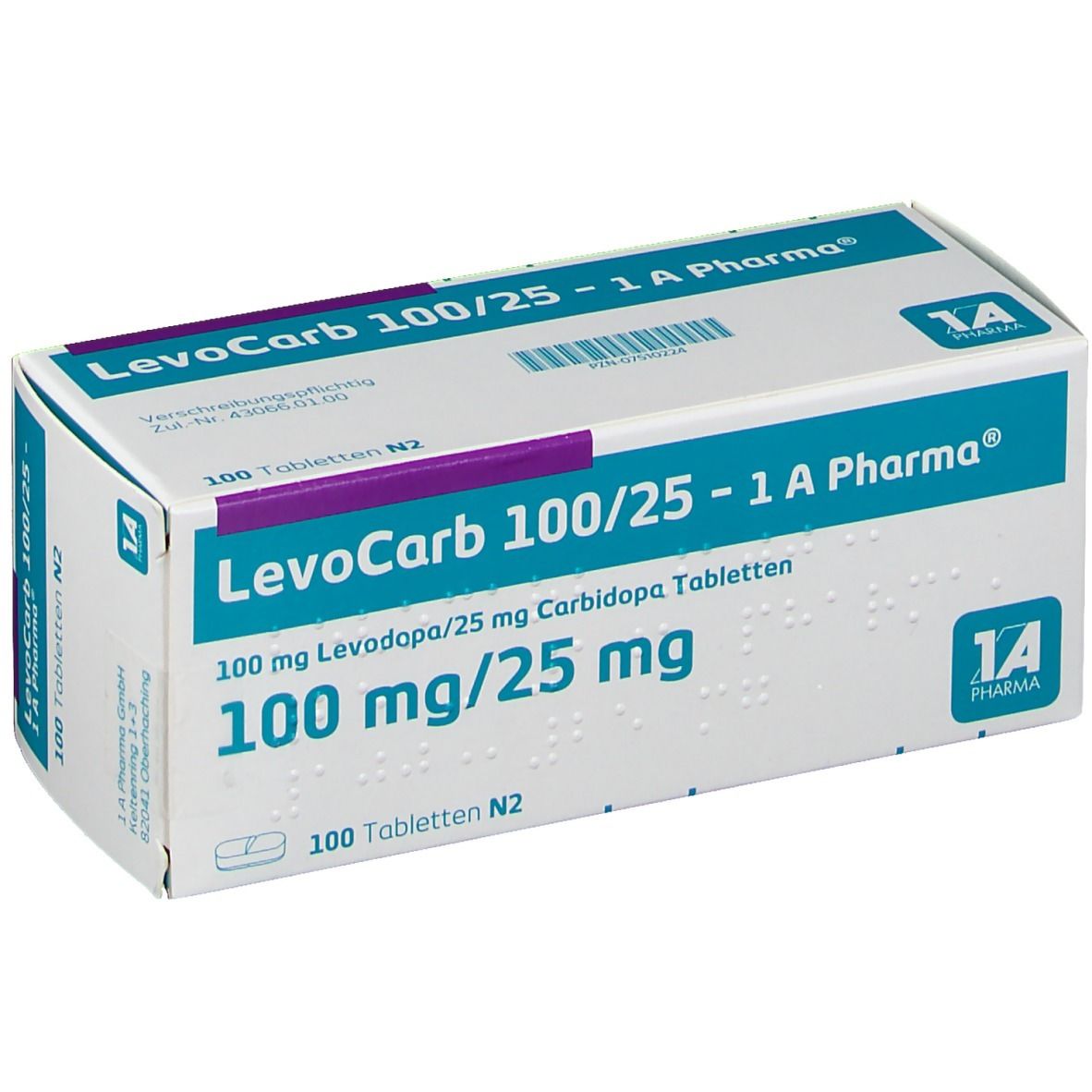 Levocarb 100/25 1A Pharma® 100 St mit dem E-Rezept kaufen - Shop Apotheke