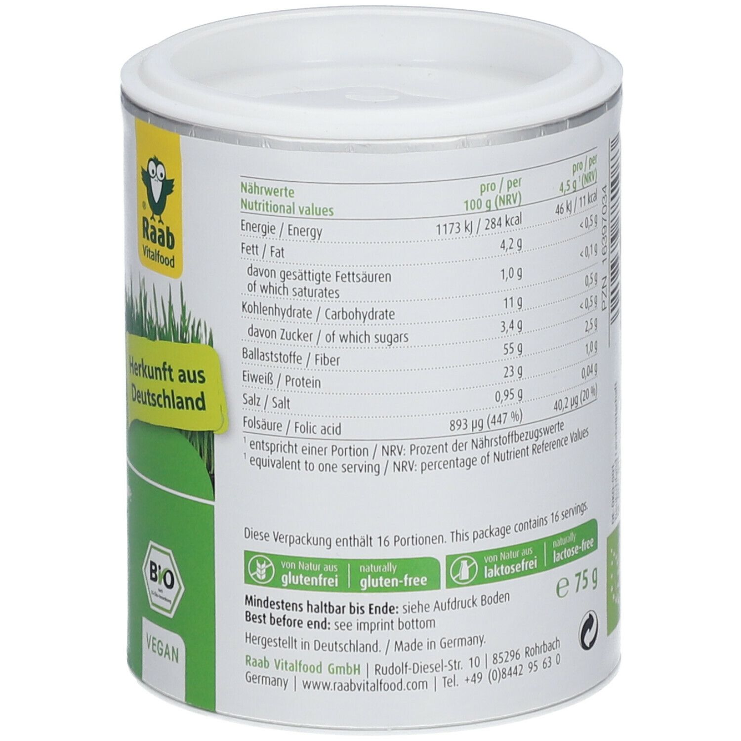 Raab® Bio Gerstengras Pulver 75 g - Shop Apotheke