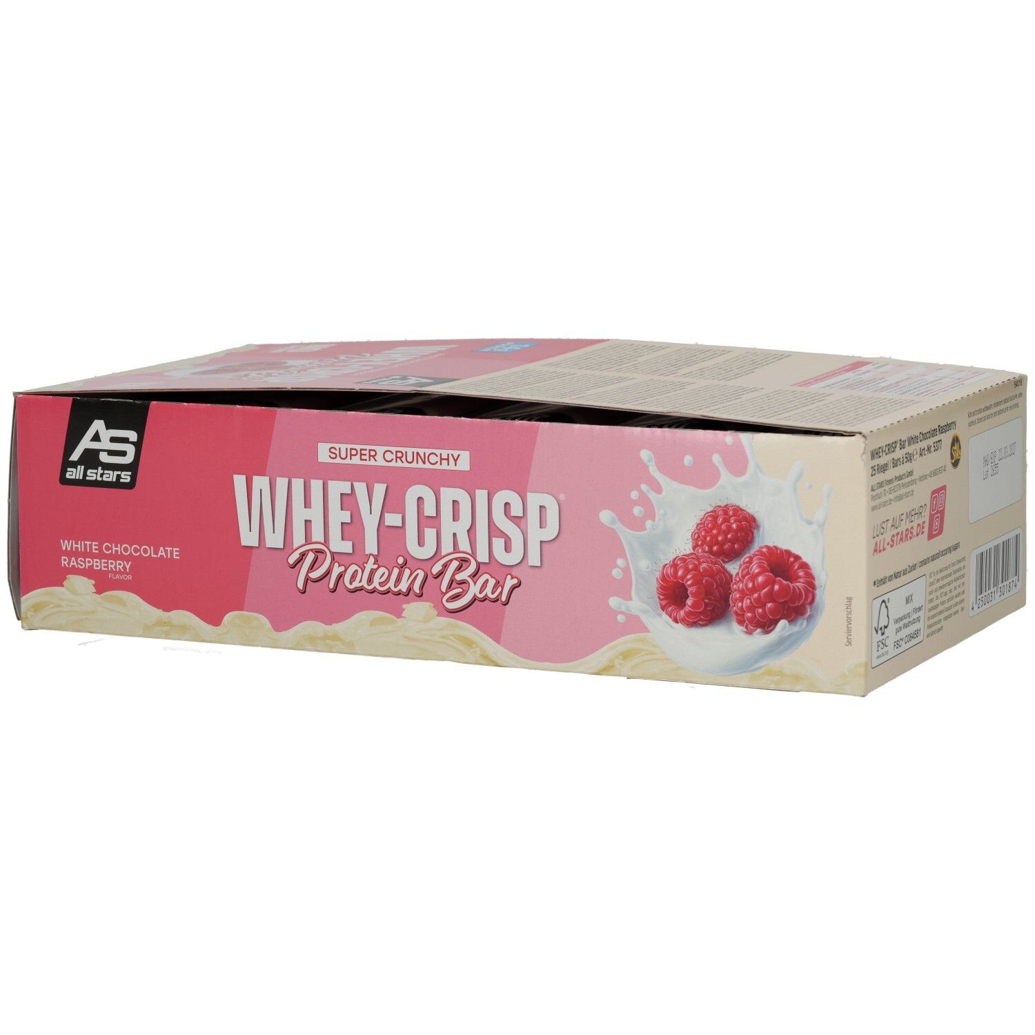 All Stars® Whey Crisp Protein Bar White Chocolate Raspberry 25x50 g ...
