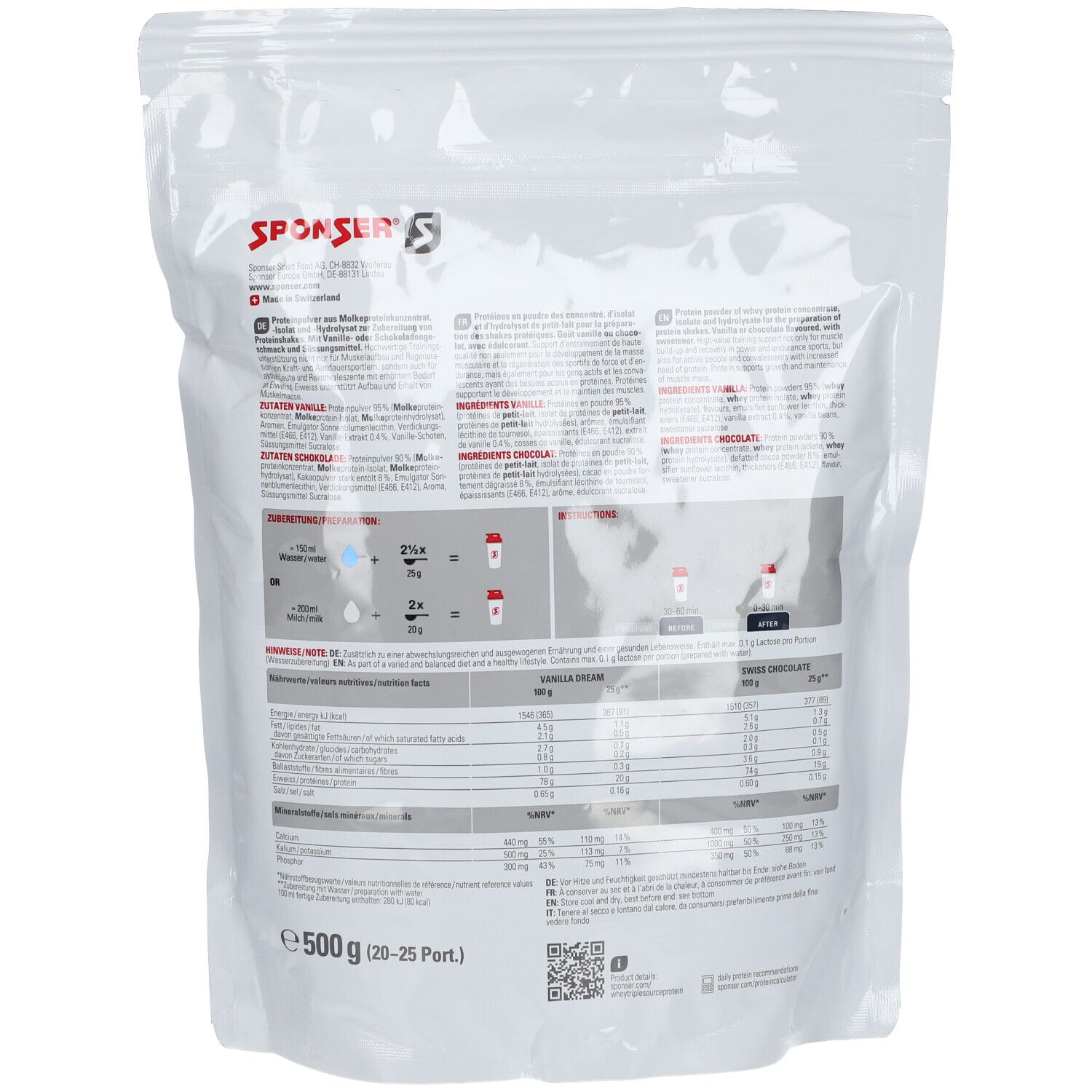 SPONSER® WHEY TRIPLE SOURCE SWISS VANILLA 500 g - Shop Apotheke