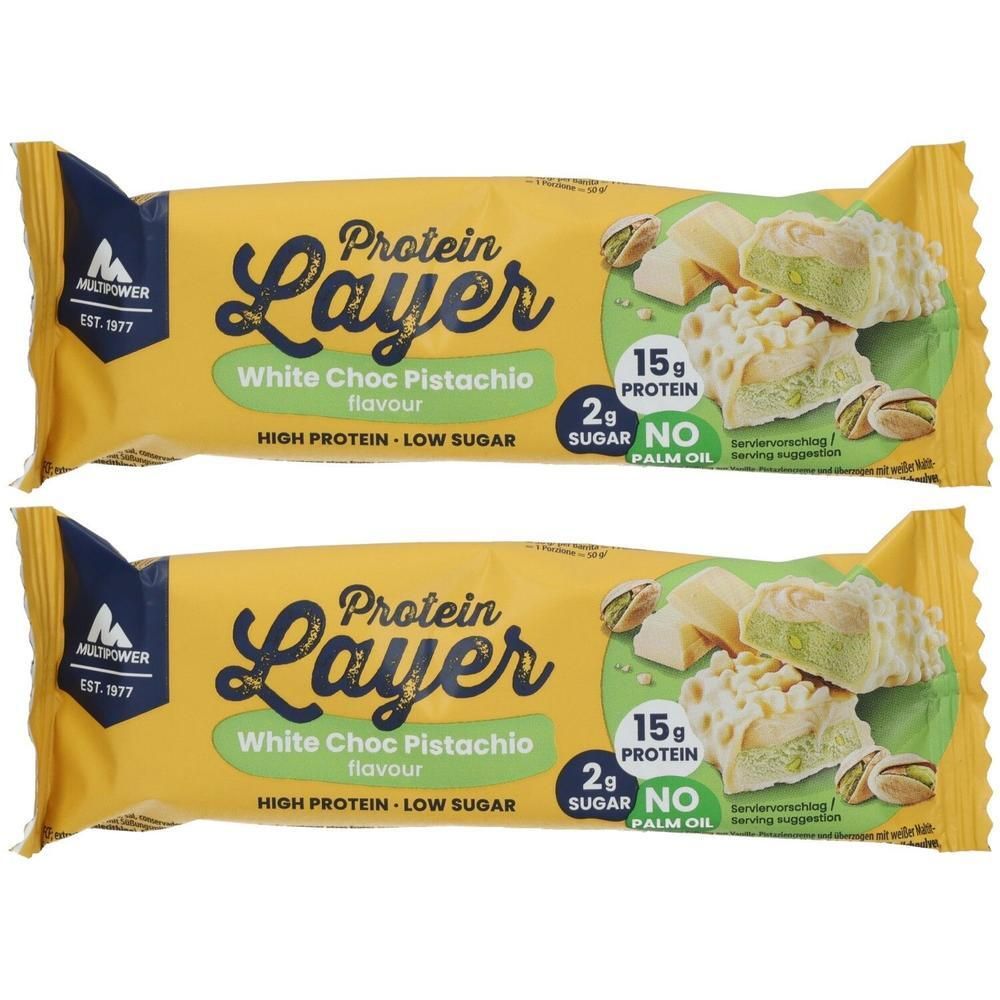 Multipower Protein Layer White Schokolade Pistazie Riegel 2x50 g - Shop ...