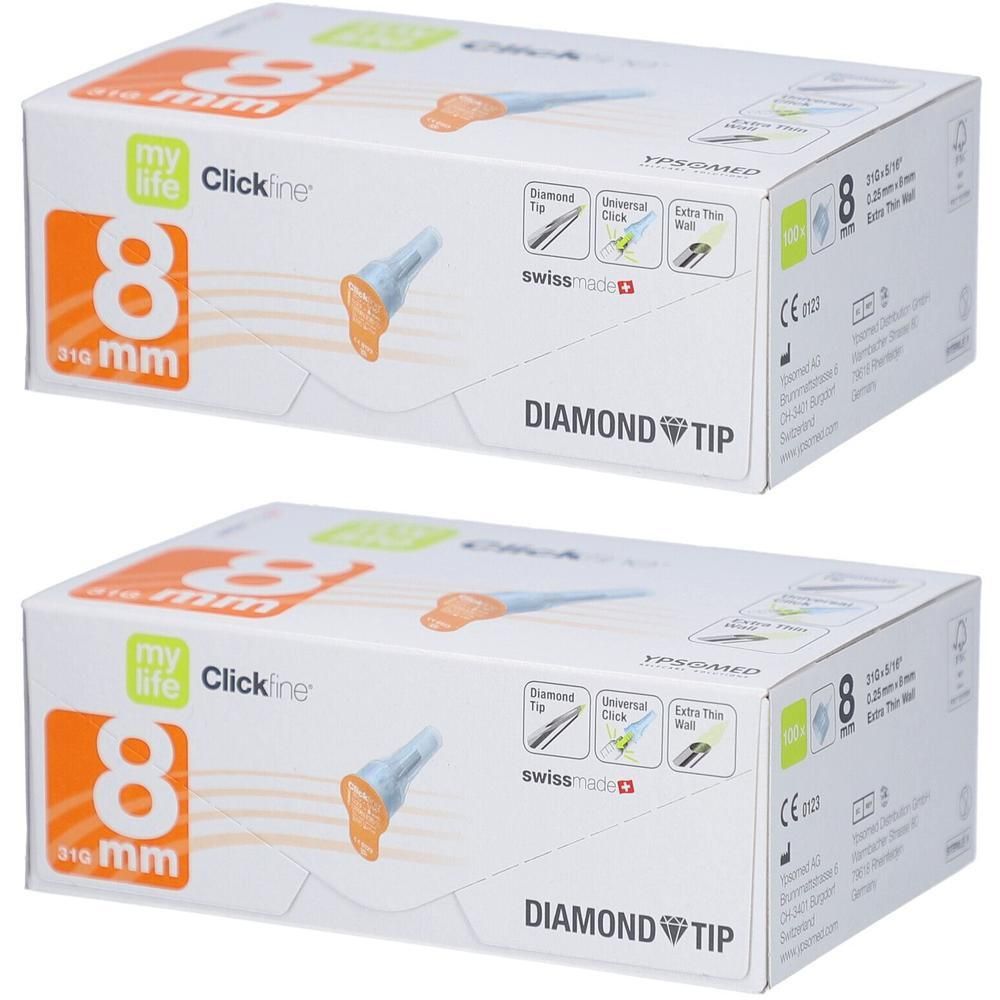 mylife Clickfine® Diamond Tip Pen Nadeln 8 mm 2x100 St - Shop Apotheke