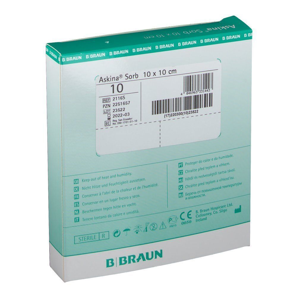 Askina® Sorb Wundauflage 10 x 10 cm steril 2x10 St - Shop Apotheke