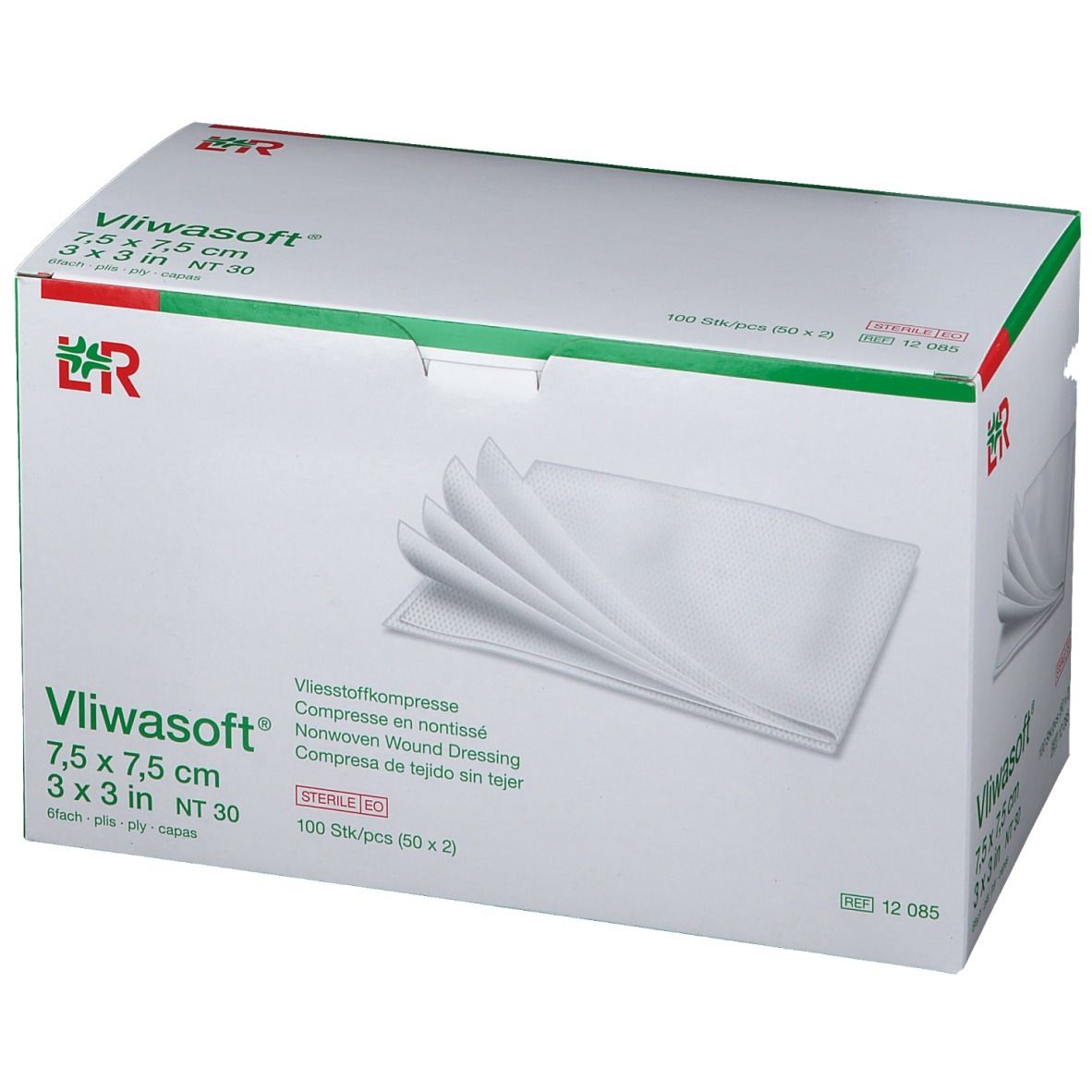 Vliwasoft® Vliesstoffkompresse 7,5 cm x 7,5 cm 6lagig steril 50x2 St ...