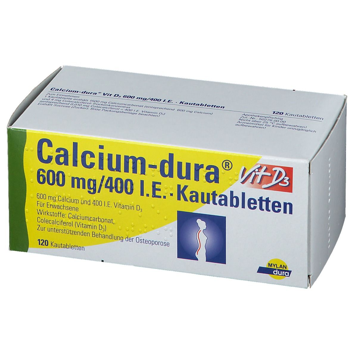 Calcium-dura® Vit D3 600 mg/400 I.E. Kautabletten 120 St - Shop Apotheke