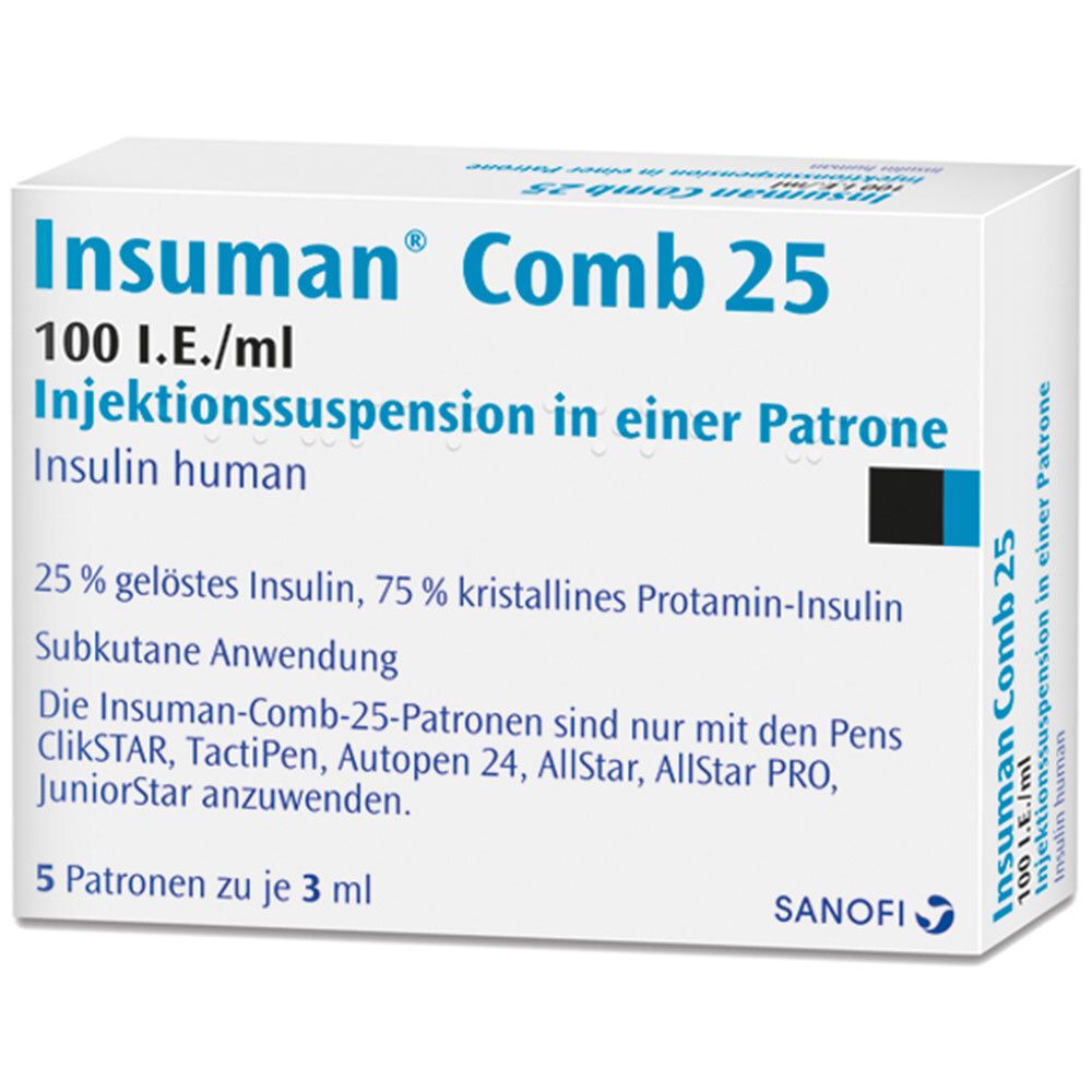 Insuman® Comb 25 100 I.E./ml 5x3 ml - shop-apotheke.com