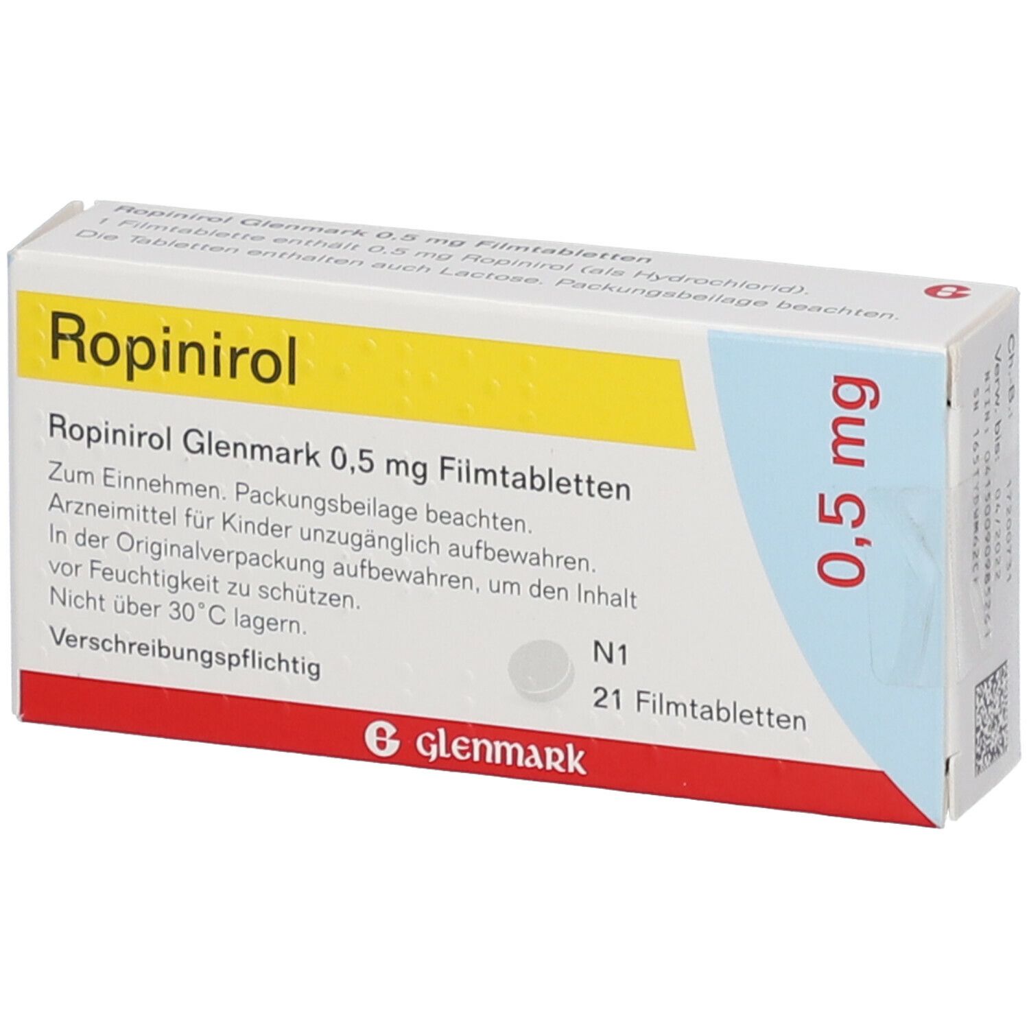Ropinirol Glenmark 0,5 mg 21 St mit dem E-Rezept kaufen - Shop Apotheke