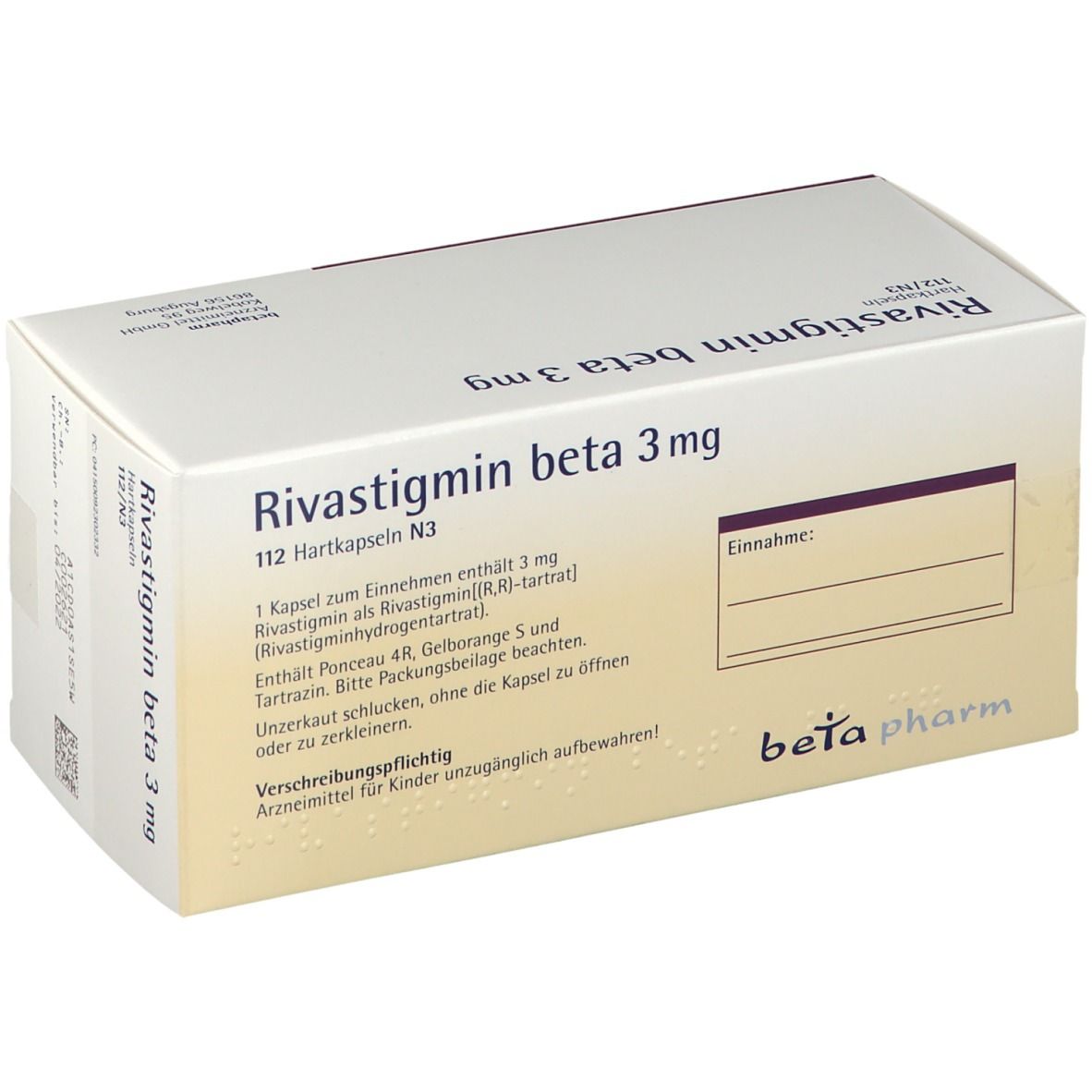 Rivastigmin beta 3 mg 112 St mit dem E-Rezept kaufen - Shop Apotheke