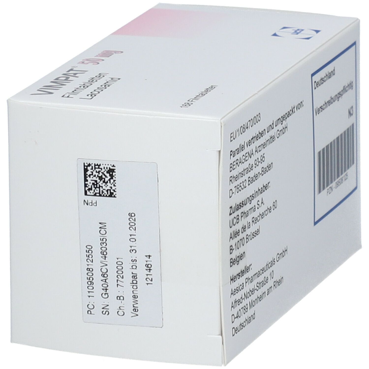 Vimpat 50 mg 168 St mit dem E-Rezept kaufen - Shop Apotheke