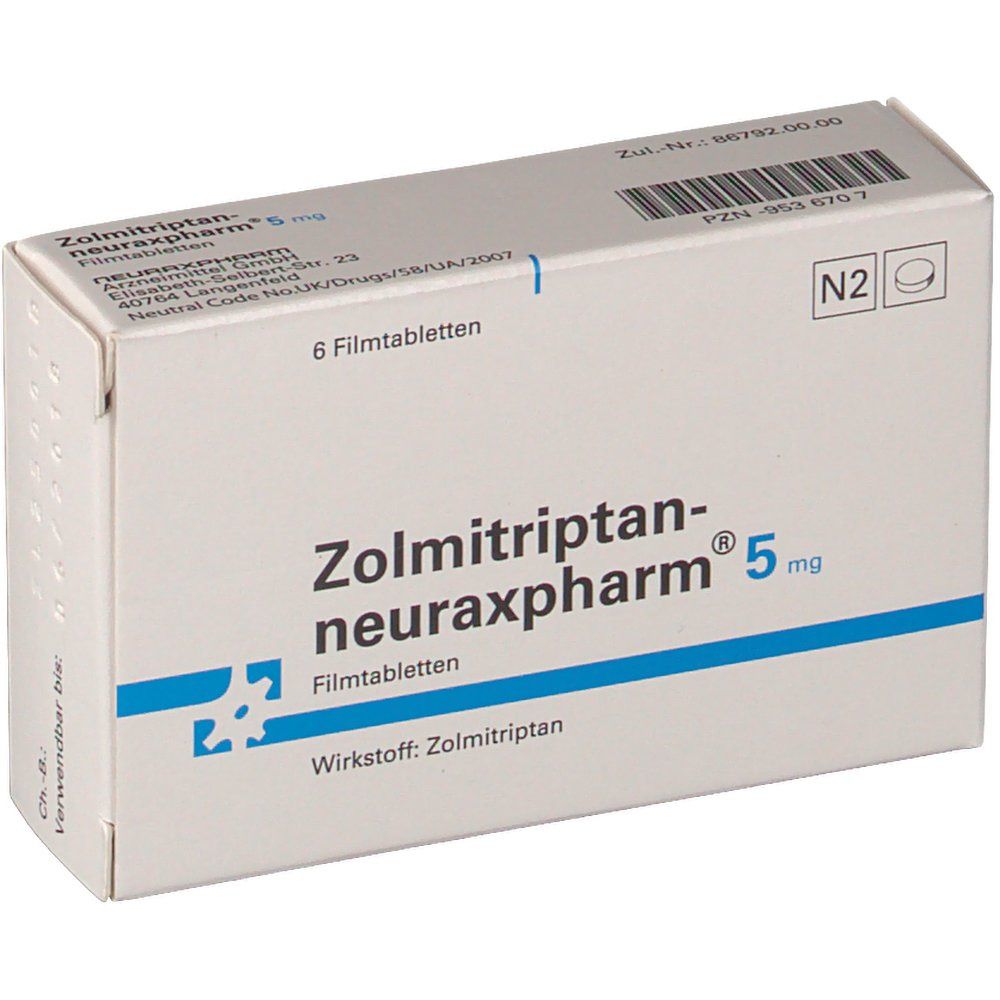 ZOLMITRIPTAN neuraxpharm 5 mg Filmtabletten 6 St mit dem E-Rezept ...