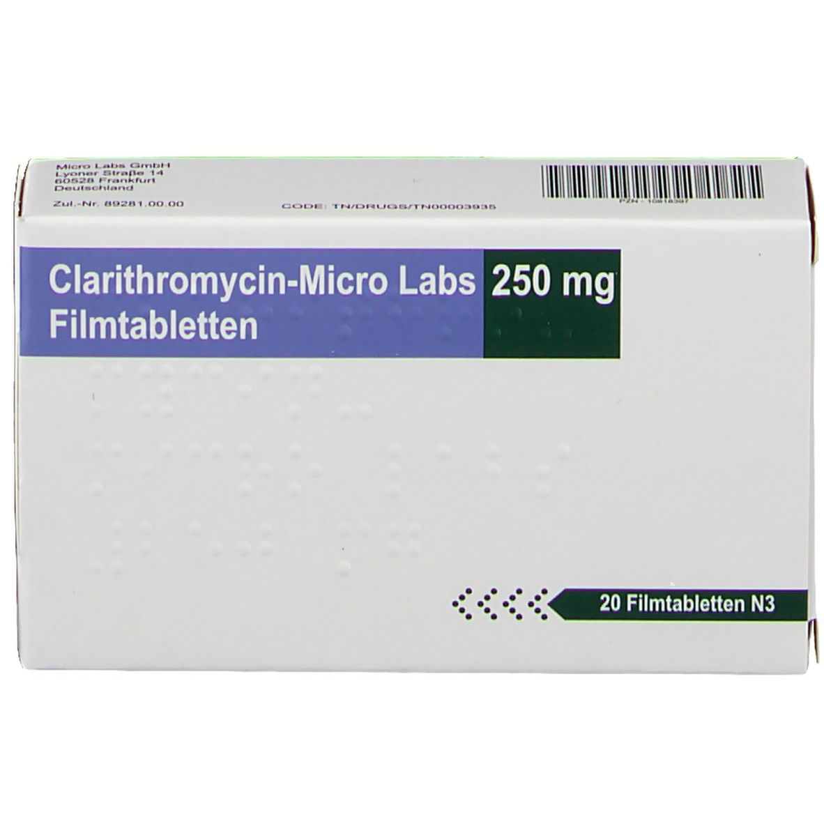 Clarithromycin-Micro Labs 250 mg 20 St mit dem E-Rezept kaufen - Shop ...
