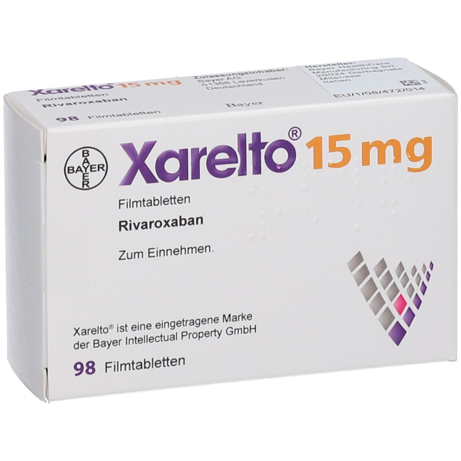 Xarelto 15 mg 98 St mit dem E-Rezept kaufen - Shop Apotheke