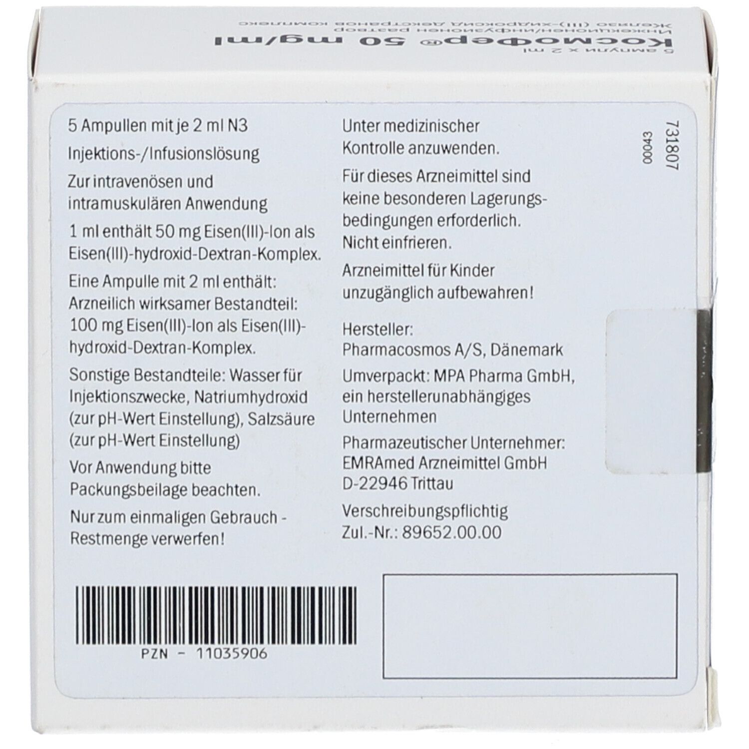 Cosmofer 50 mg/ml 5x2 ml mit dem E-Rezept kaufen - Shop Apotheke