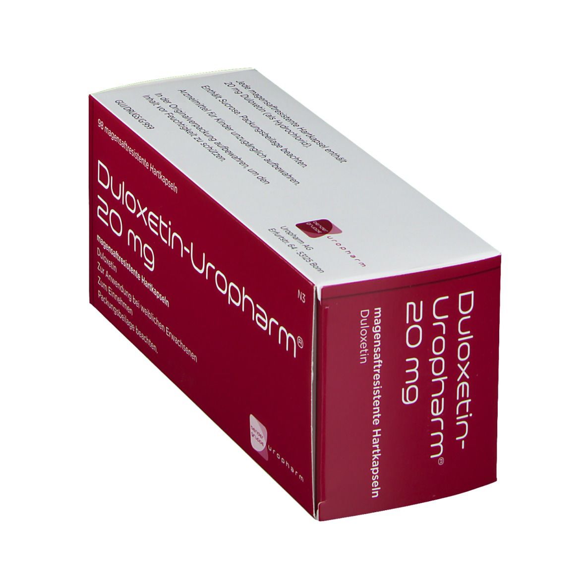 DULOXETIN Uropharm 20 mg magensaftres.Hartkapseln 98 St mit dem E ...