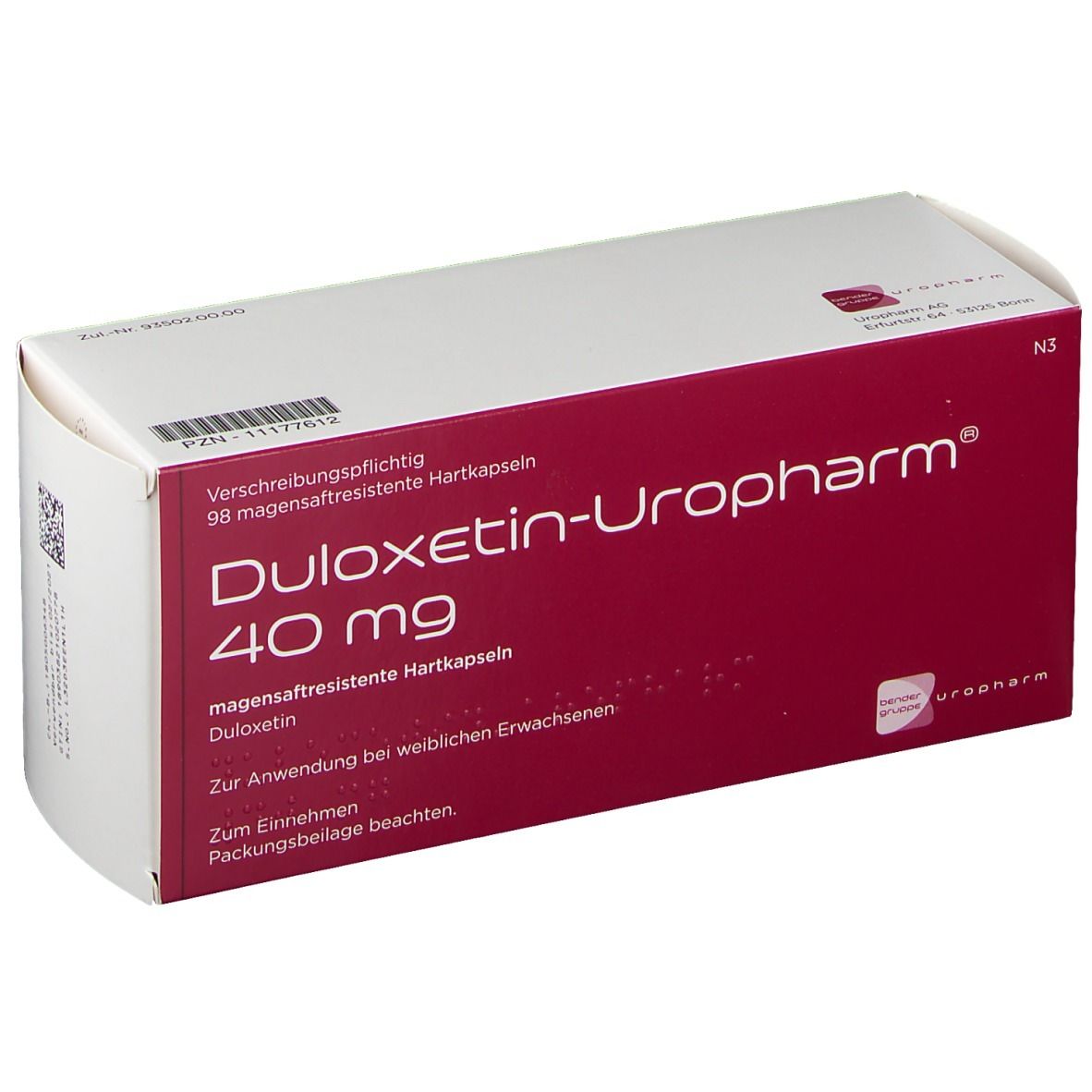 DULOXETIN Uropharm 40 mg magensaftres.Hartkapseln 98 St mit dem E ...