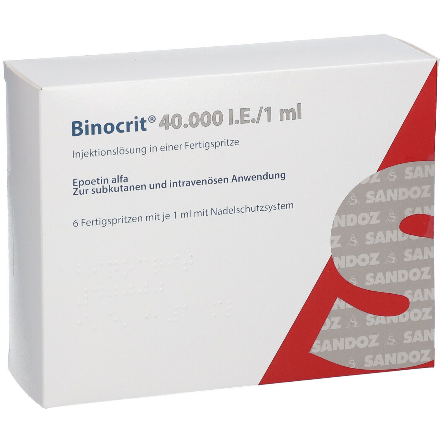 BINOCRIT 40.000 I.E./1 ml Inj.-Lsg.i.e.Fertigspr. 6x1 ml mit dem E ...