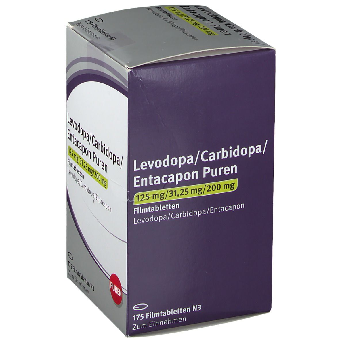 Levodopa/Carbidopa/Entacapon PUREN 125mg/31,25 mg/200 mg 175 St mit dem ...