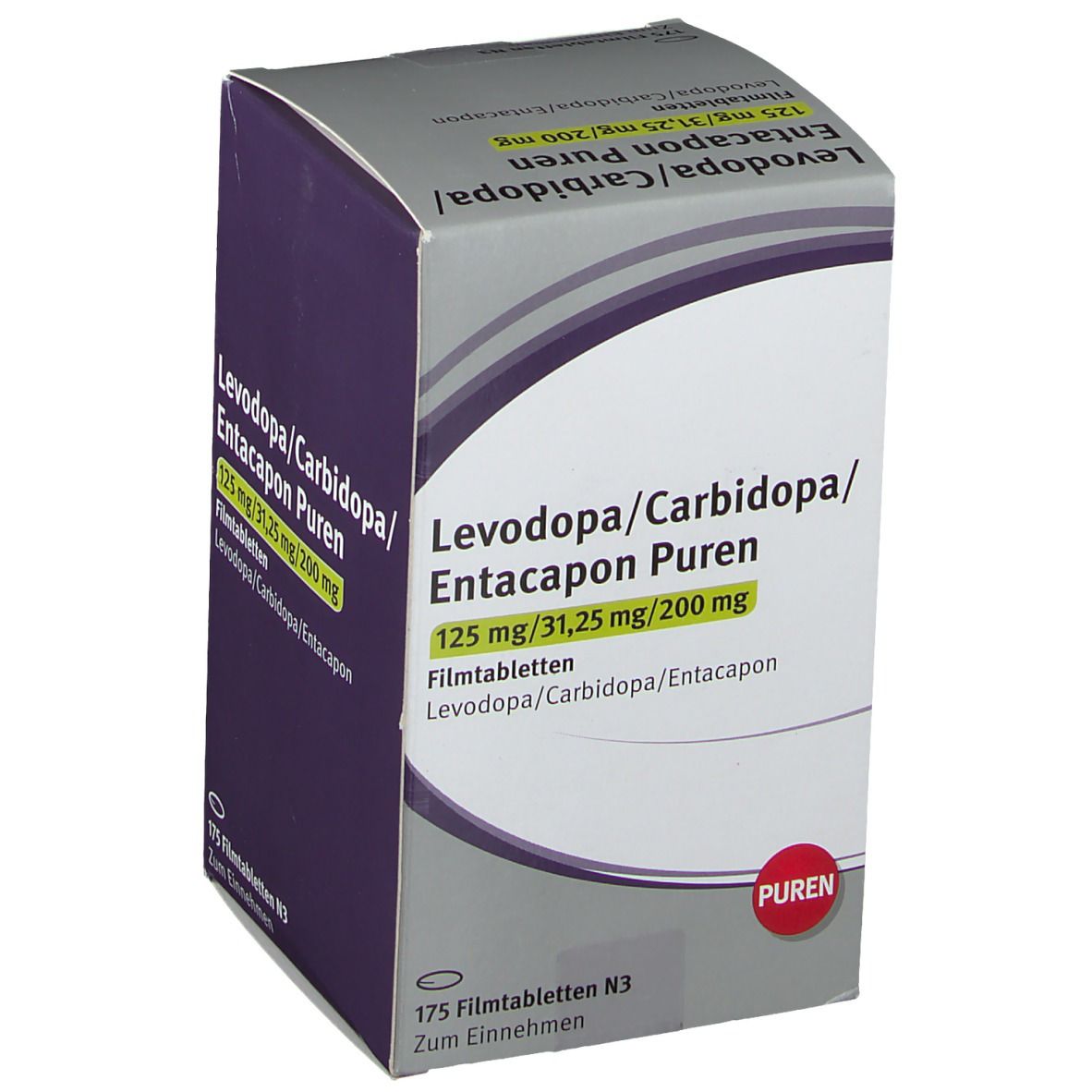 Levodopa/Carbidopa/Entacapon PUREN 125mg/31,25 mg/200 mg 175 St mit dem ...