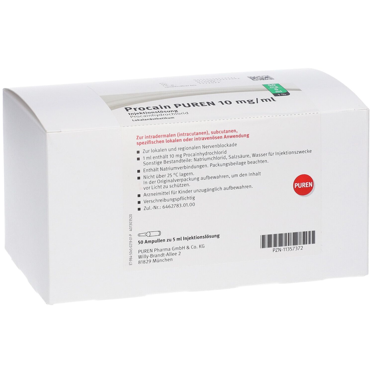 Procain PUREN 10mg/ml 50x5 ml mit dem E-Rezept kaufen - Shop Apotheke