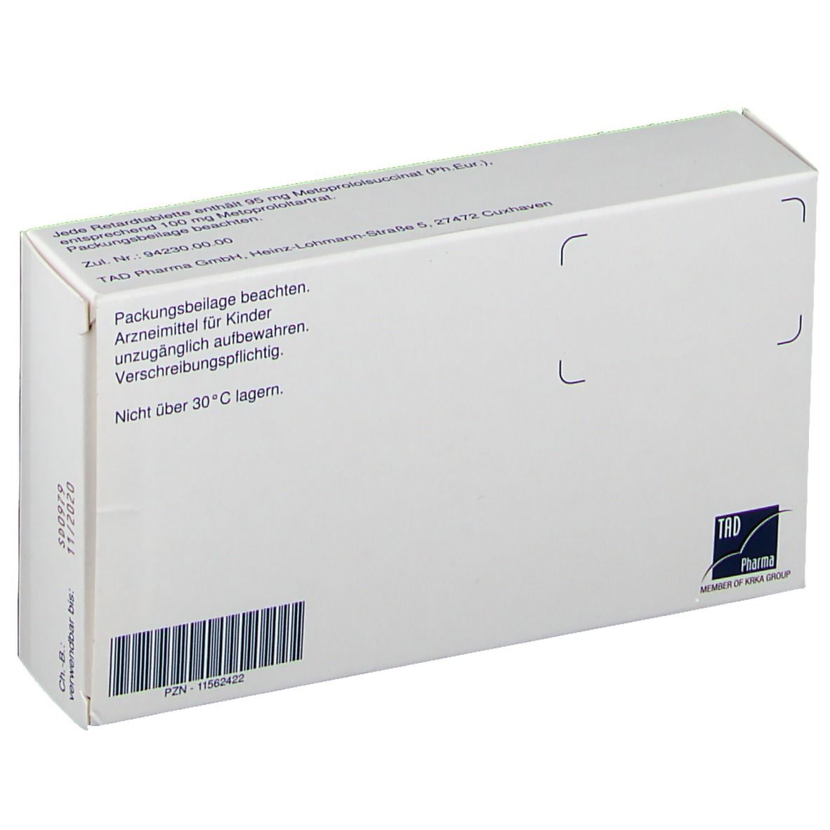 METOPROLOL SUCCINAT TAD 95 mg Retardtabletten 30 St mit dem E-Rezept ...