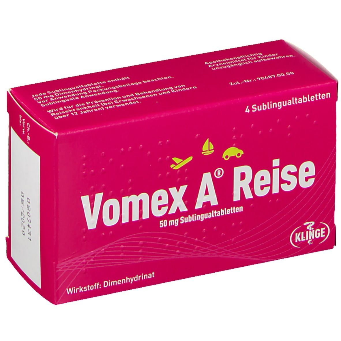 Vomex A® Reise 50 mg 4 St - Shop Apotheke