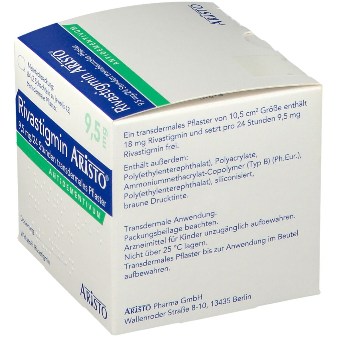 Rivastigmin Aristo® 9,5 mg/24 Stunden 84 St mit dem E-Rezept kaufen ...