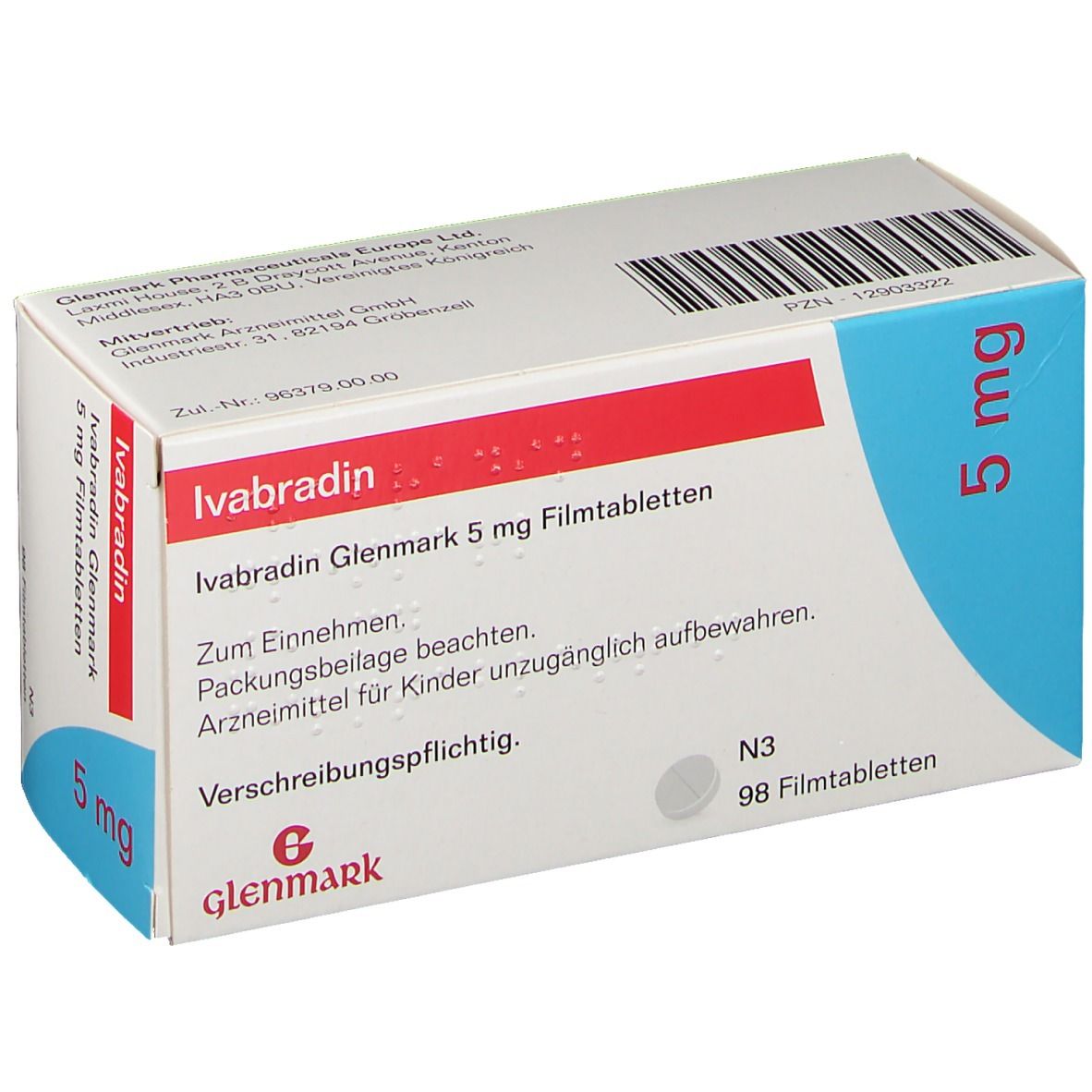 IVABRADIN Glenmark 5 mg Filmtabletten 98 St mit dem E-Rezept kaufen ...