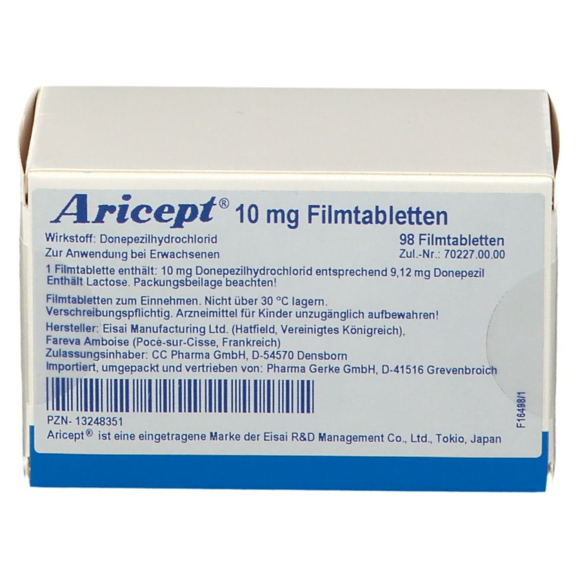 ARICEPT 10 mg Filmtabletten 98 St mit dem E-Rezept kaufen - Shop Apotheke