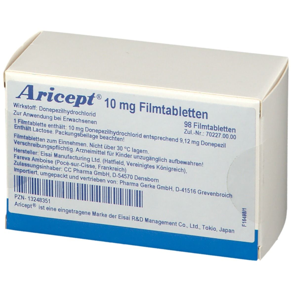 ARICEPT 10 mg Filmtabletten 98 St mit dem E-Rezept kaufen - Shop Apotheke