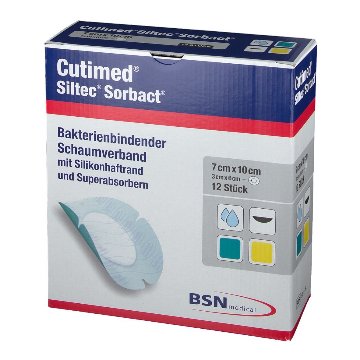 Cutimed® Siltec Sorbact 7 x 10 cm oval 12 St - Shop Apotheke