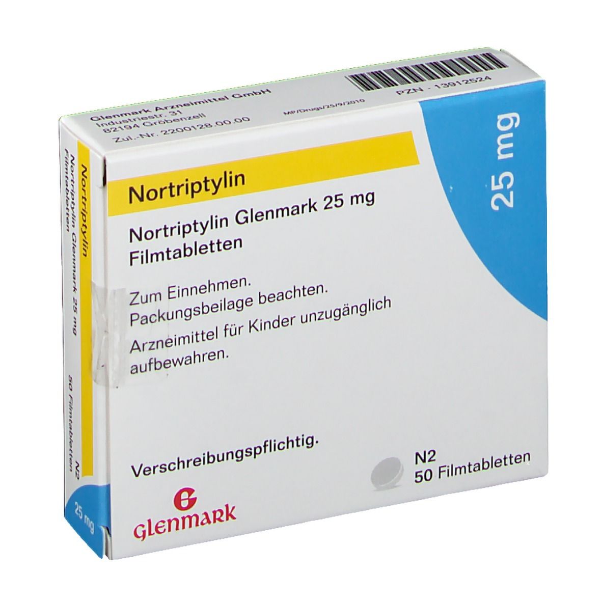 Nortriptylin Glenmark 25 mg 50 St mit dem E-Rezept kaufen - Shop Apotheke