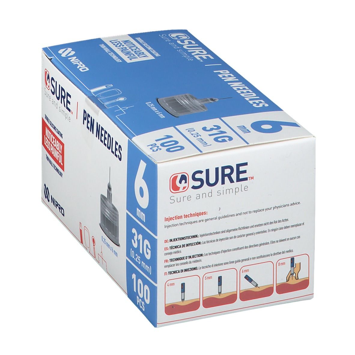 4SURE Pen-Nadeln 0,25 mm 31G 6 mm 100 St - Shop Apotheke
