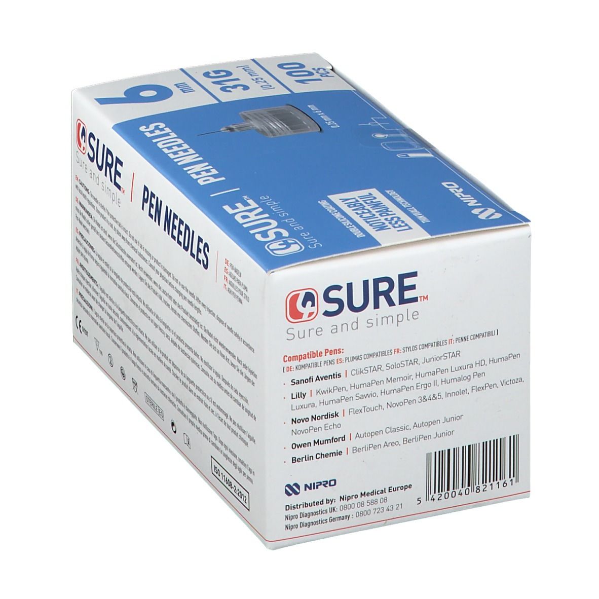 4SURE Pen-Nadeln 0,25 mm 31G 6 mm 100 St - Shop Apotheke