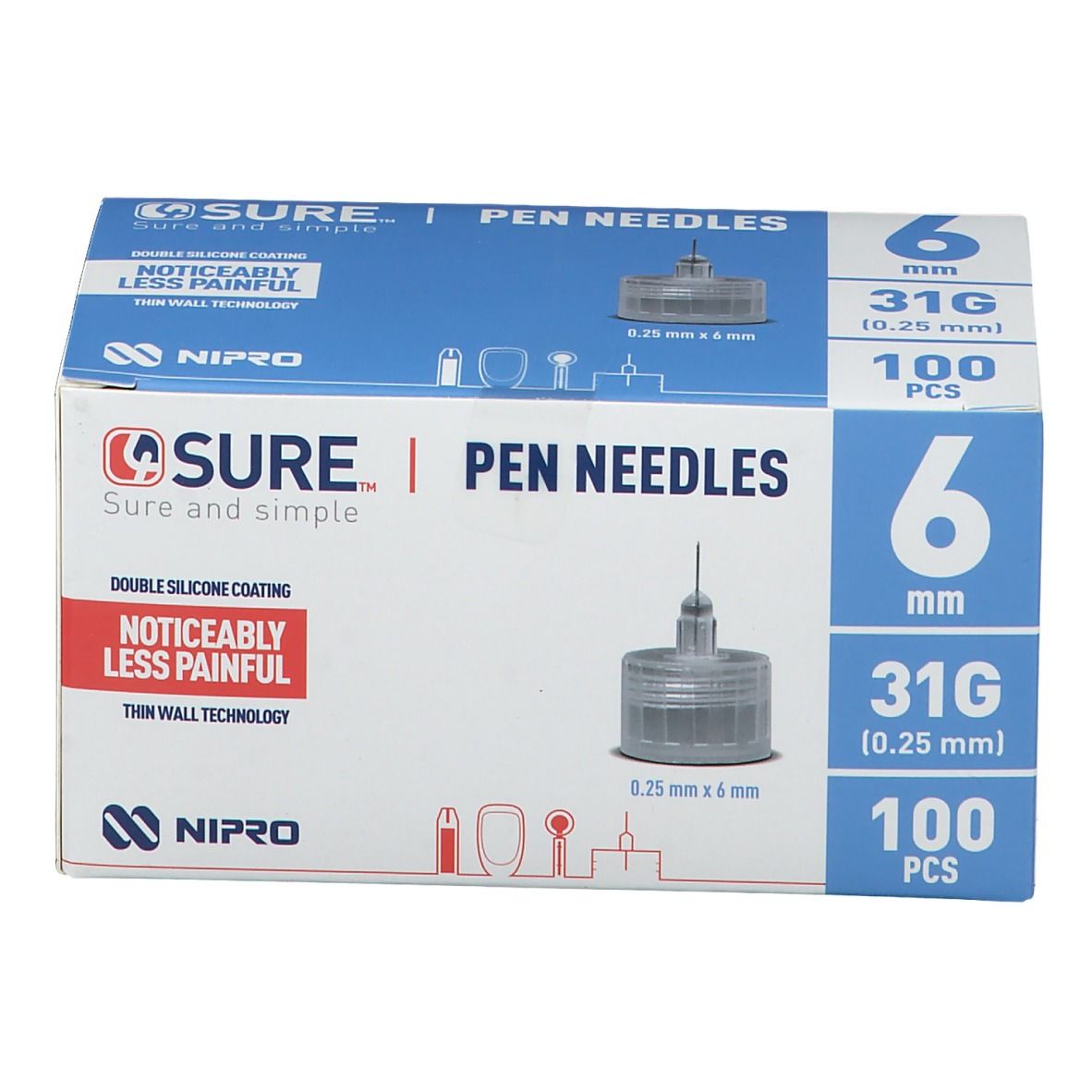 4SURE Pen-Nadeln 0,25 mm 31G 6 mm 100 St - Shop Apotheke