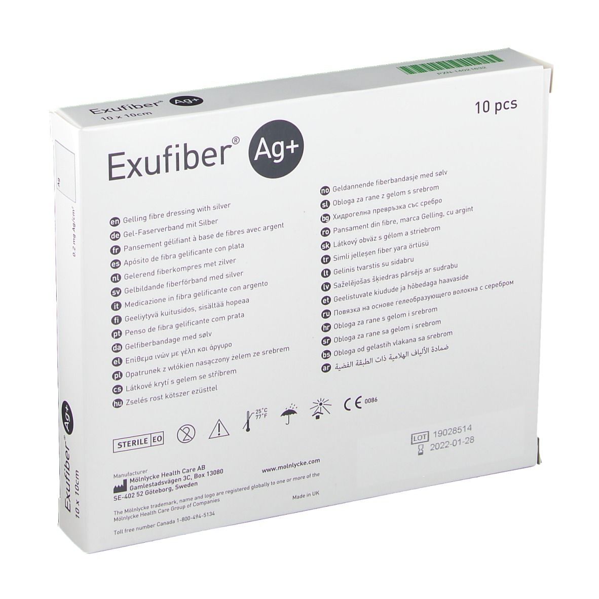 Exufiber Ag+ 10 x 10 cm 10 St - Shop Apotheke