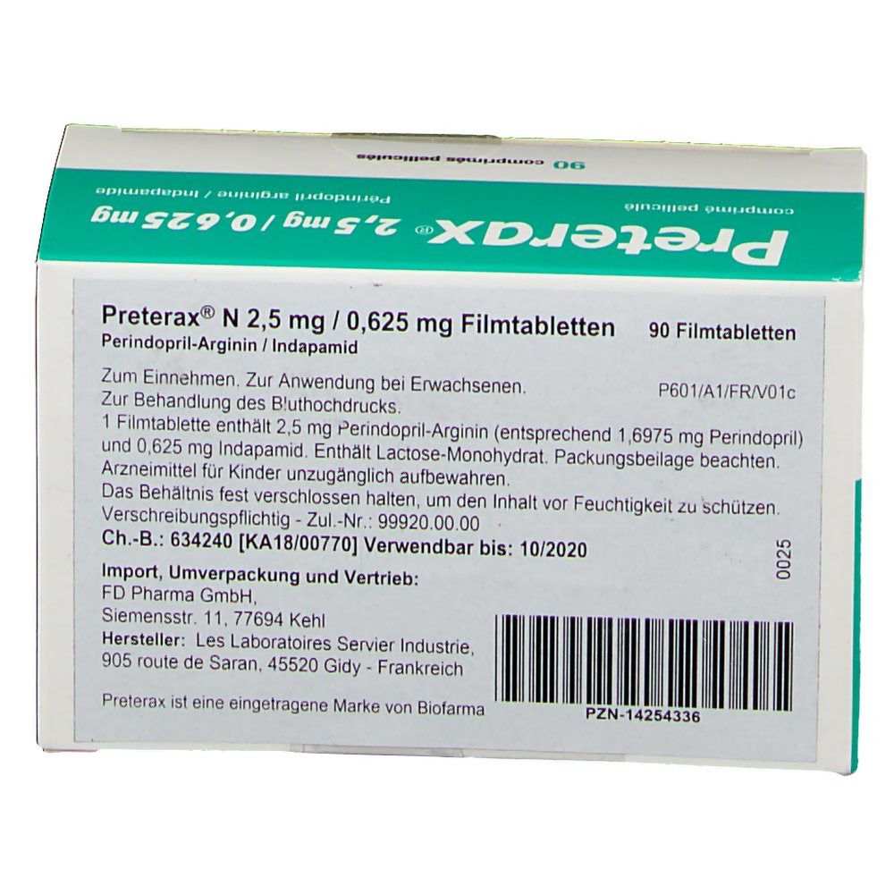 Preterax N 2,5 mg/0,625 mg 90 St mit dem E-Rezept kaufen - Shop Apotheke