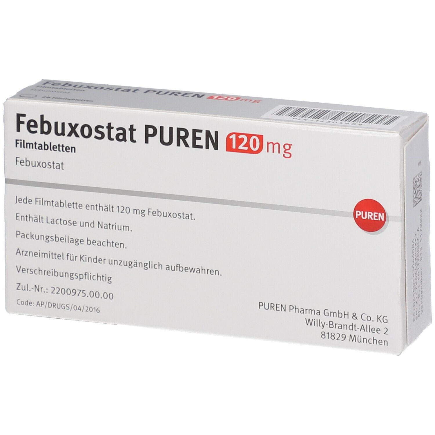 Febuxostat PUREN 120 mg 28 St mit dem E-Rezept kaufen - Shop Apotheke