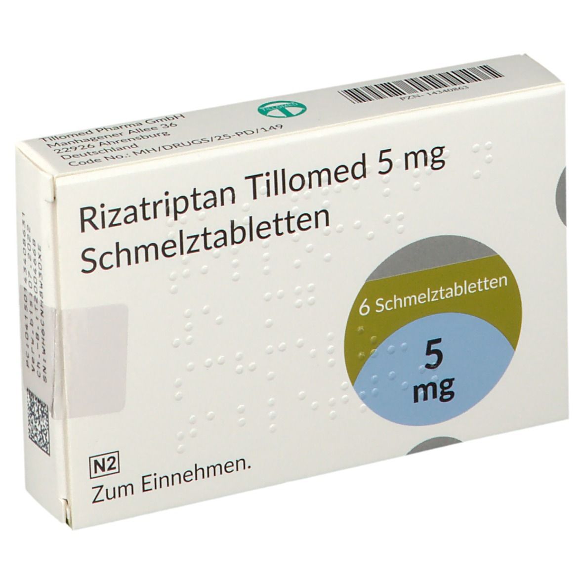 Rizatriptan Tillomed 5 mg 6 St mit dem E-Rezept kaufen - Shop Apotheke