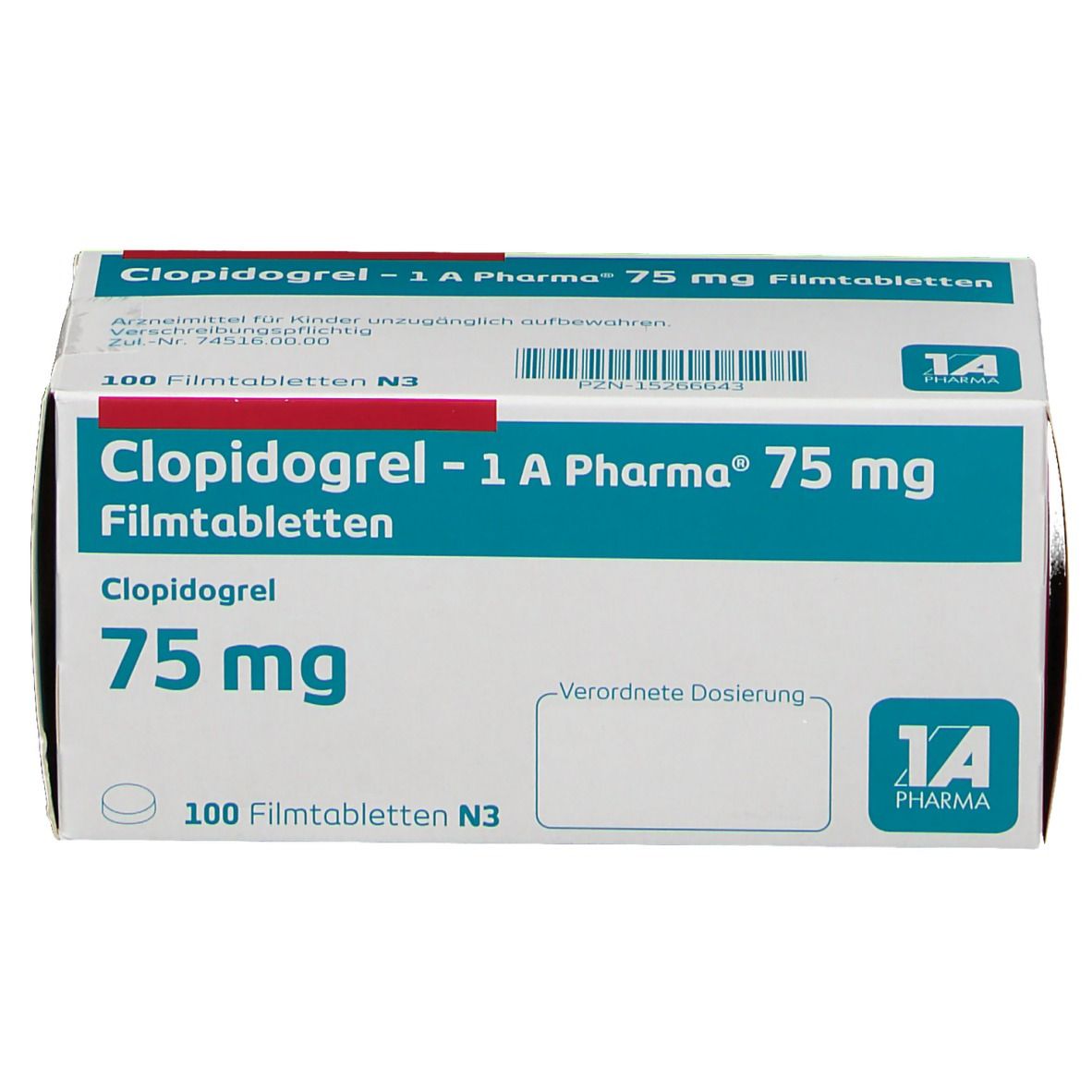 Clopidogrel 1A Pharma® 75Mg 100 St mit dem E-Rezept kaufen - Shop Apotheke