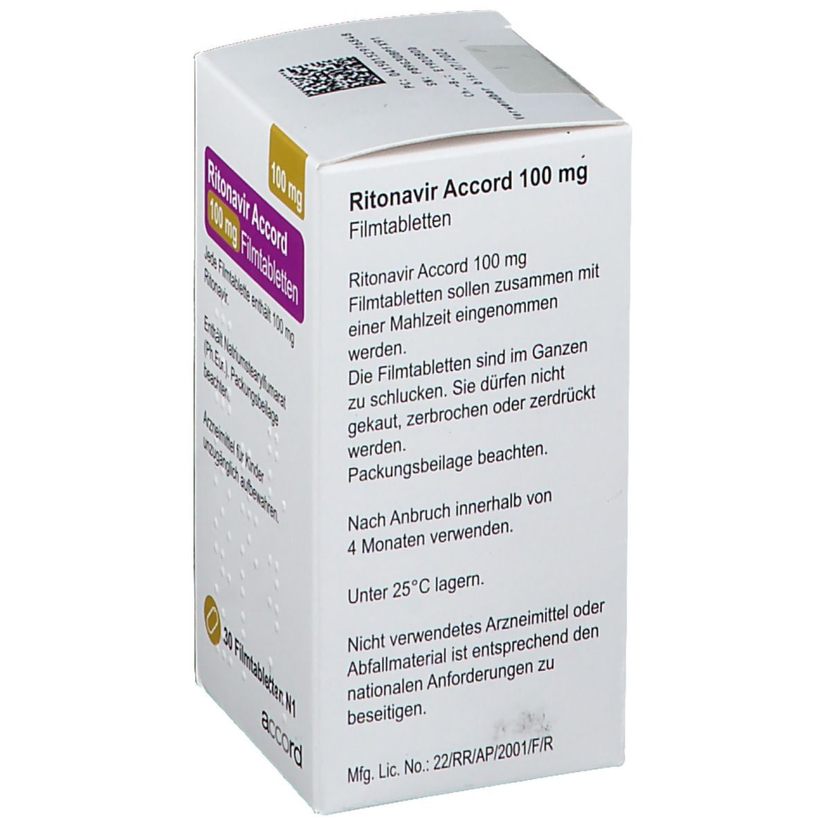 Ritonavir Accord 100 mg 30 St mit dem E-Rezept kaufen - Shop Apotheke