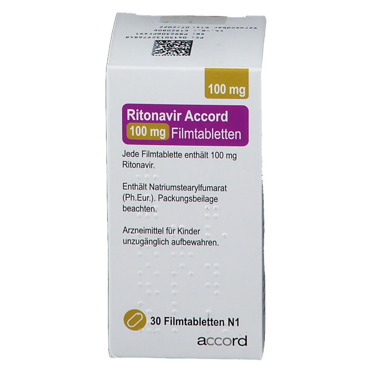 Ritonavir Accord 100 mg 30 St mit dem E-Rezept kaufen - Shop Apotheke