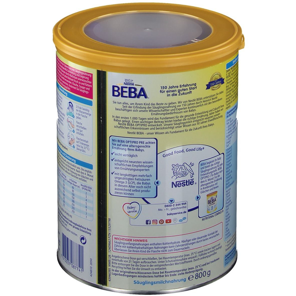 Nestlé BEBA OPTIPRO® PRE Anfangsmilch von Geburt an 800 g - shop ...