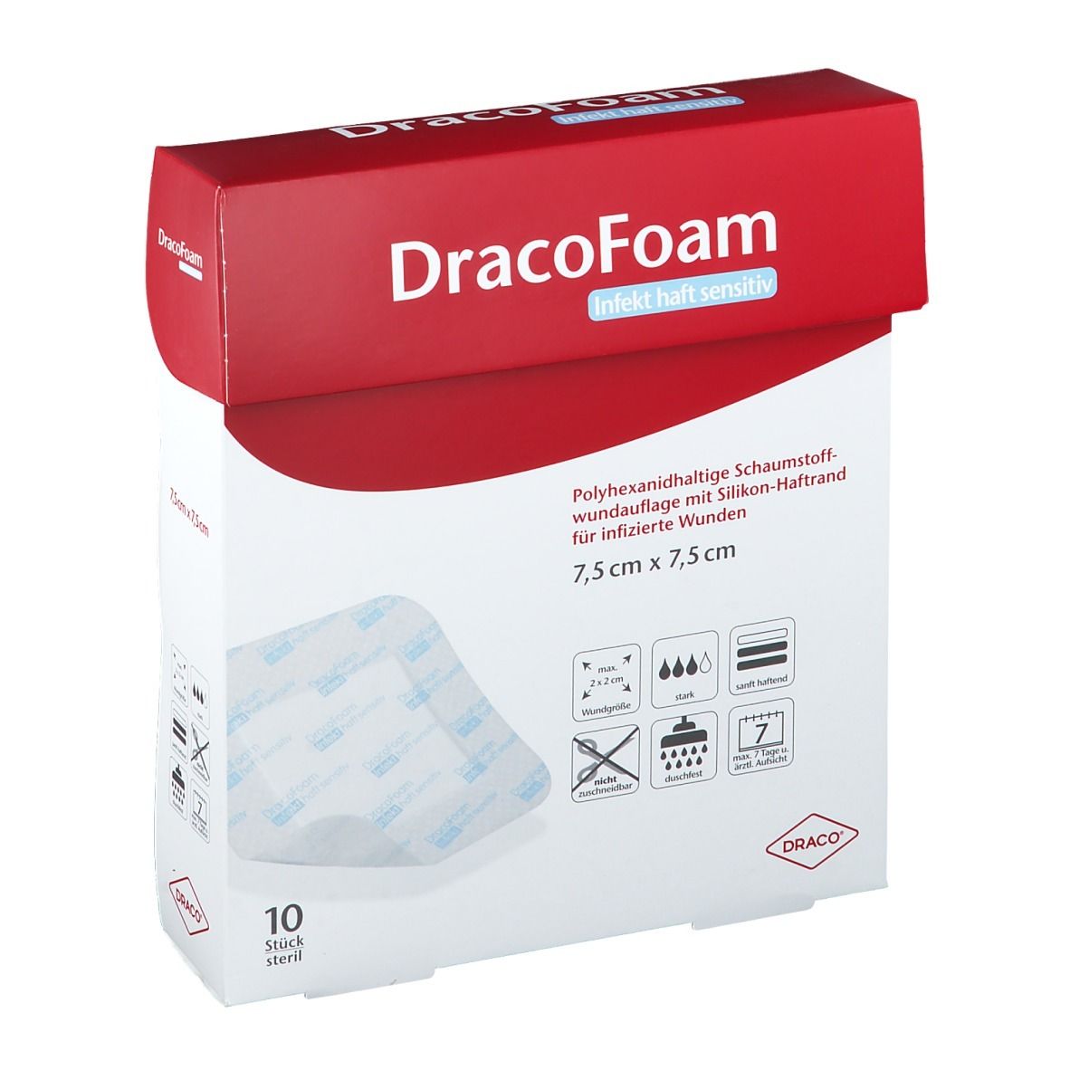 DracoFoam Infekt haft sensitiv 7,5 x 7,5 cm 10 St - shop-apotheke.com